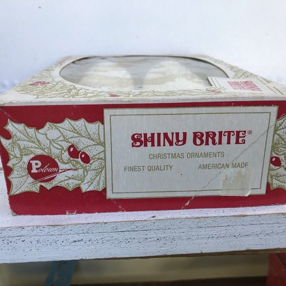 Holiday | Vtg Box 9 Shiny Brite Mcm Ornament Styrofoam Gold Silk Geo ...
